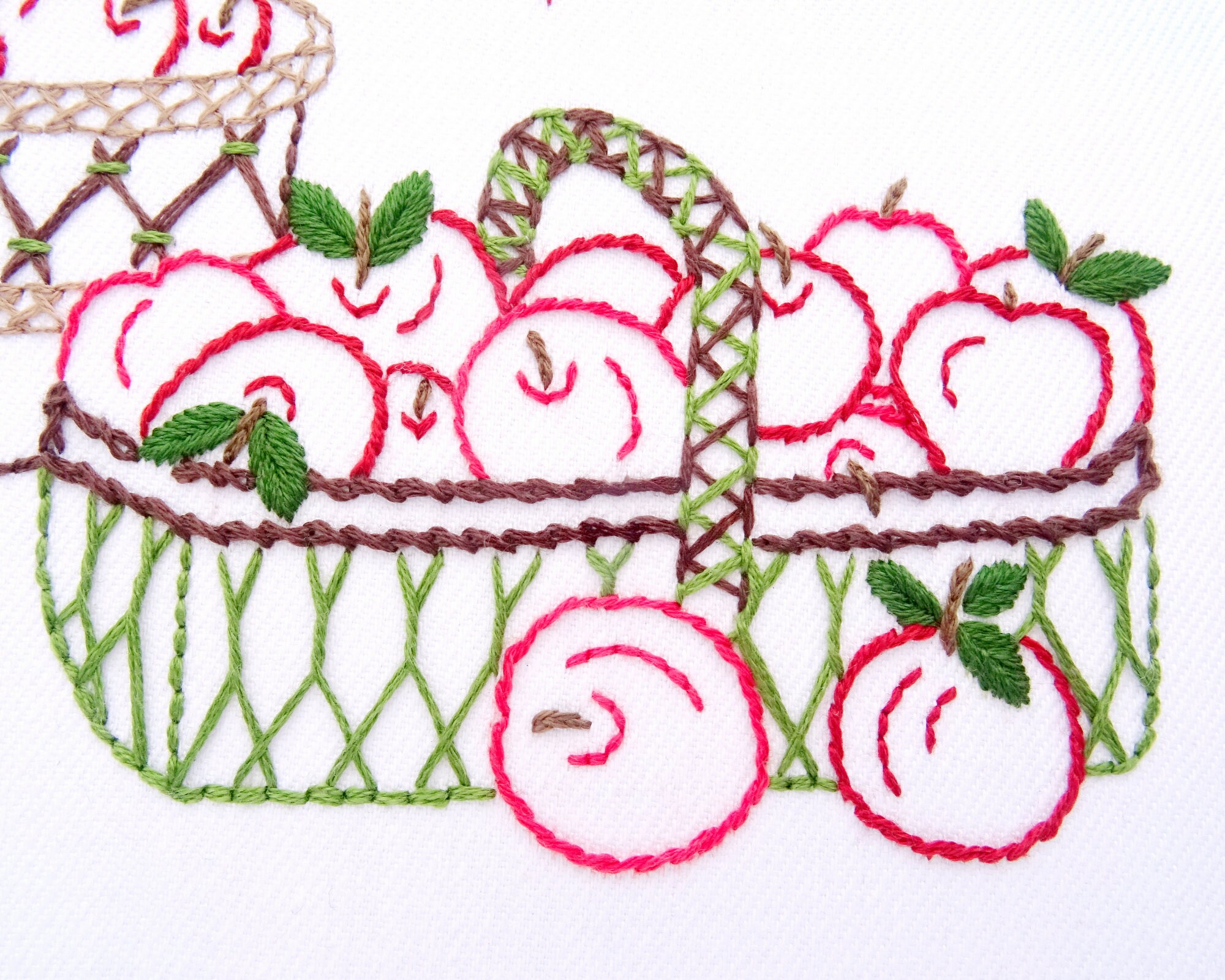 Apple Basket Hand Embroidery Pattern PDF Download Autumn | Etsy