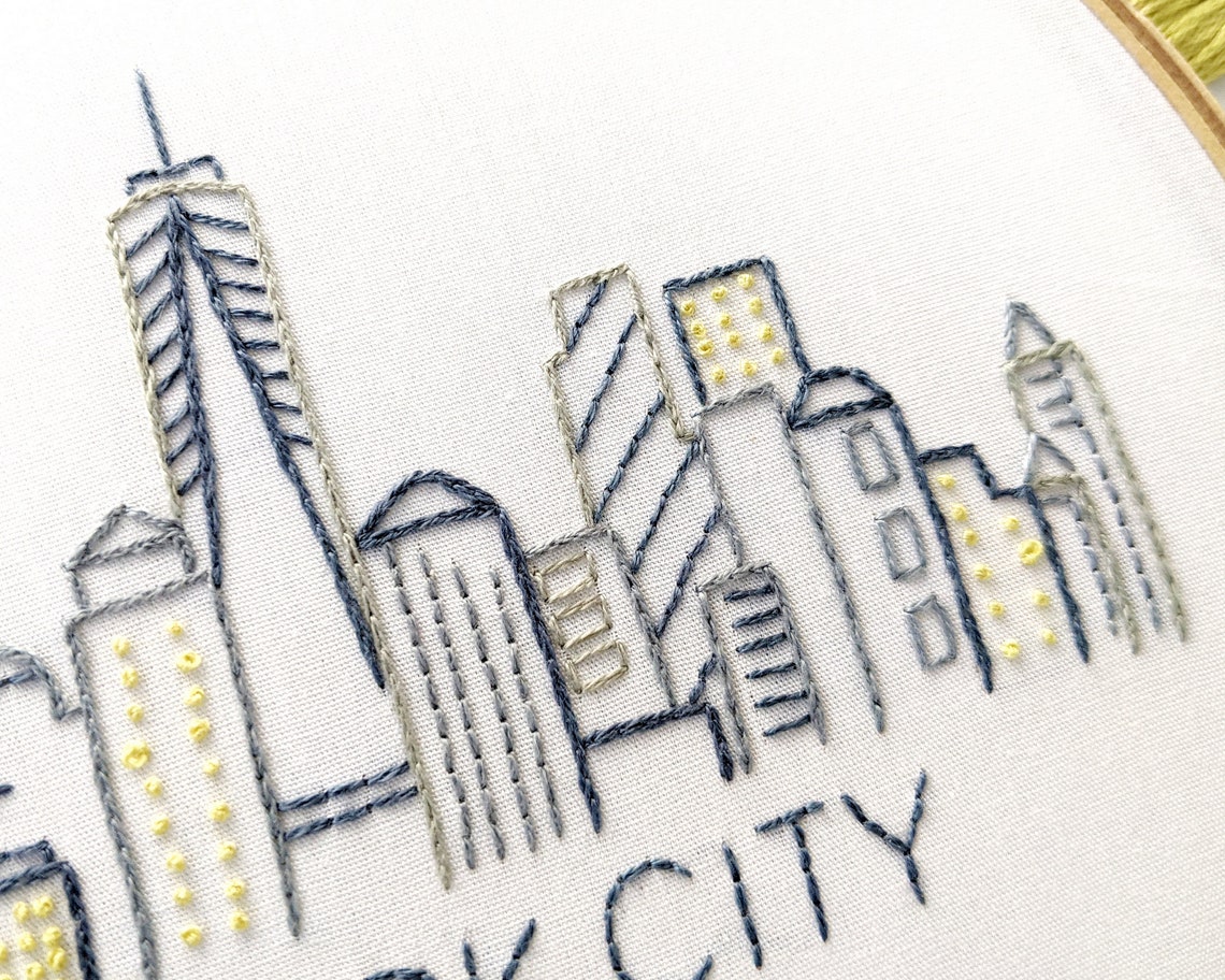 New York City Skyline Hand Embroidery Pattern Urban Design - Etsy