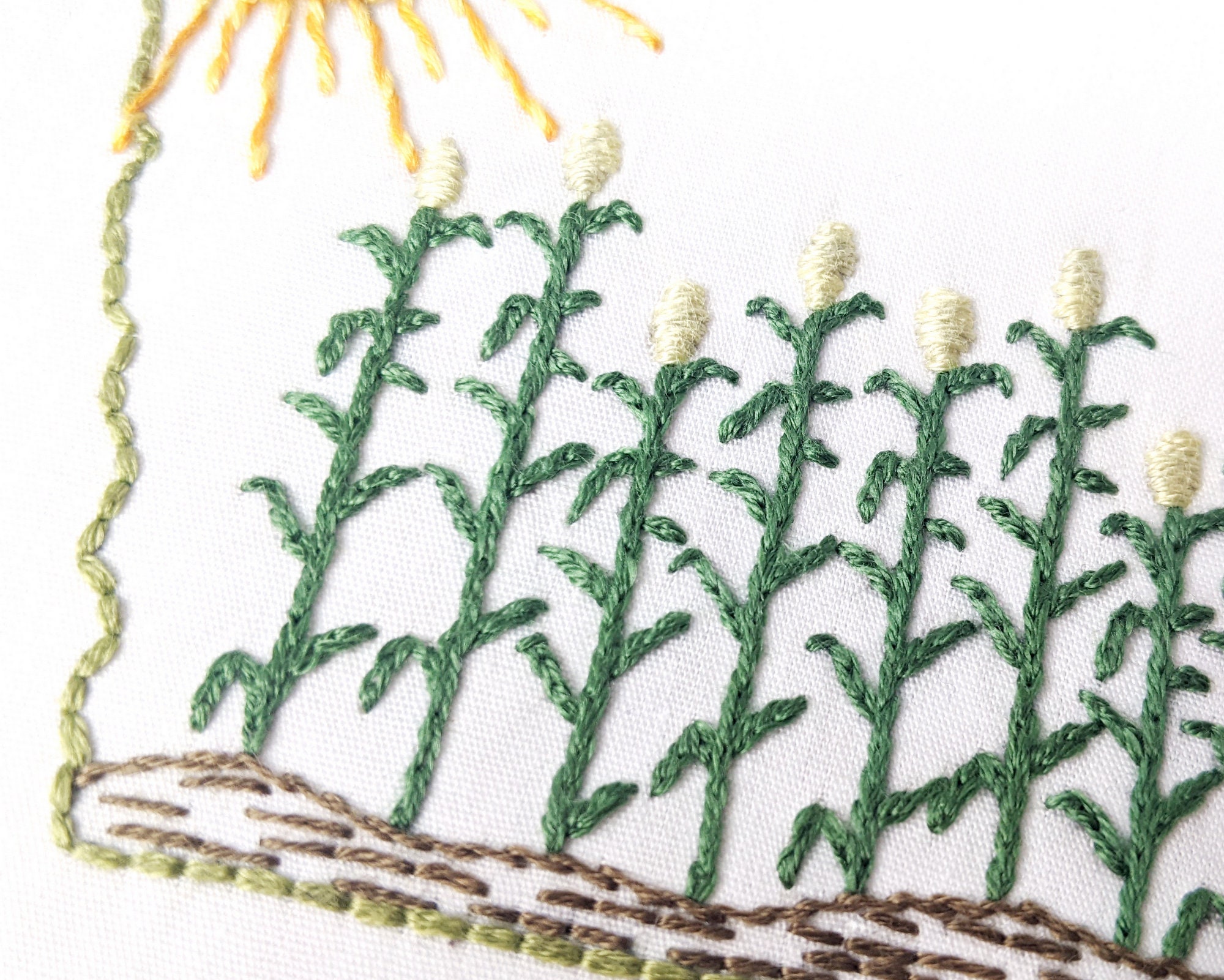 Iowa Hand Embroidery Pattern With Cornfield & Sun - Etsy