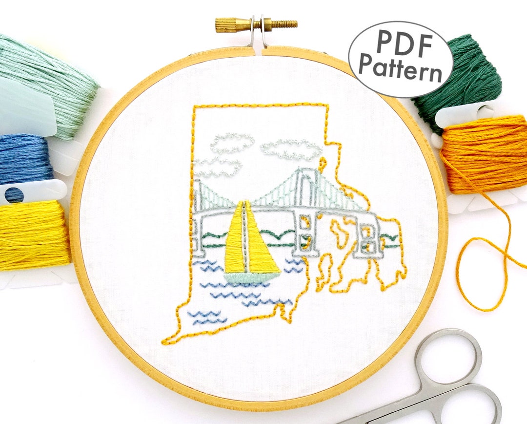 Rhode Island Hand Embroidery Pattern PDF, Newport Bridge Rhode Island ...