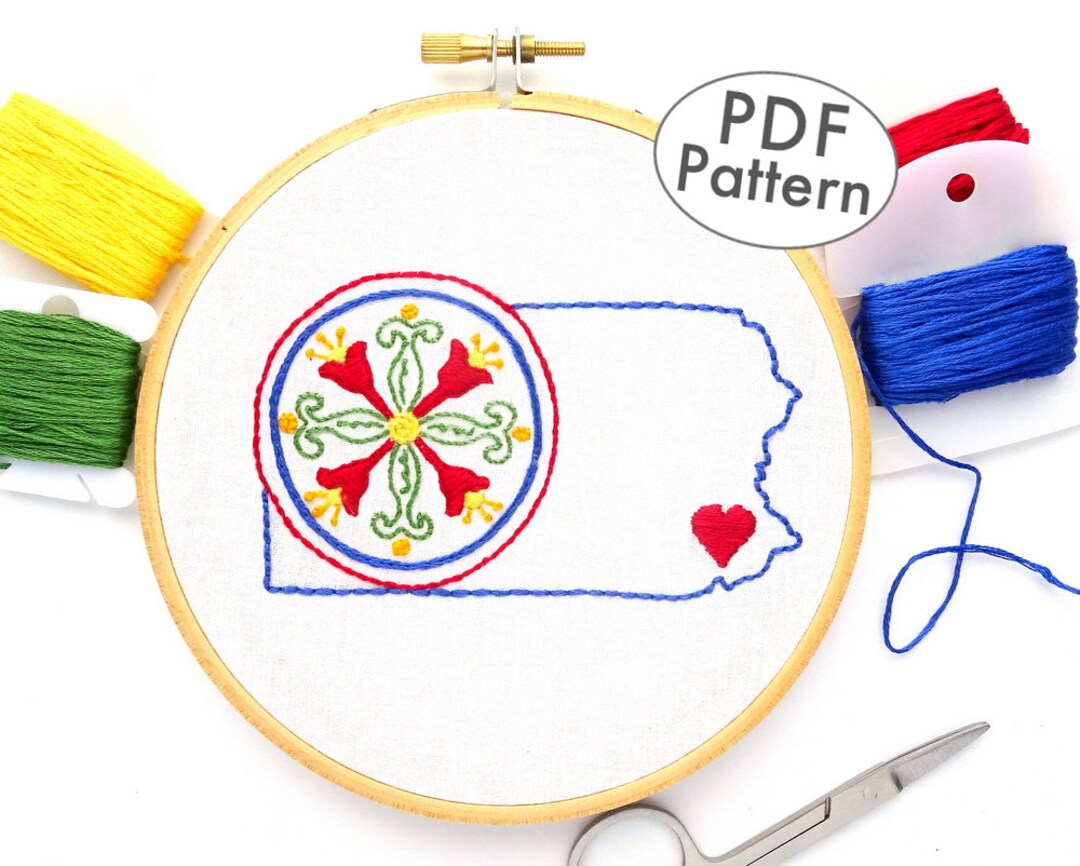 Pennsylvania Dutch Hand Embroidery Pattern PDF Download, Folk Art ...