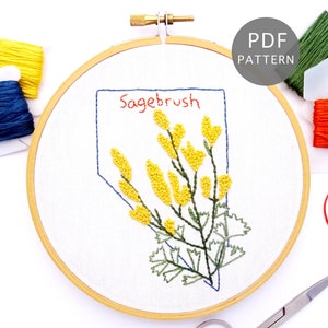 Sagebrush Flower Hand Embroidery Pattern, Nevada State Design PDF ...