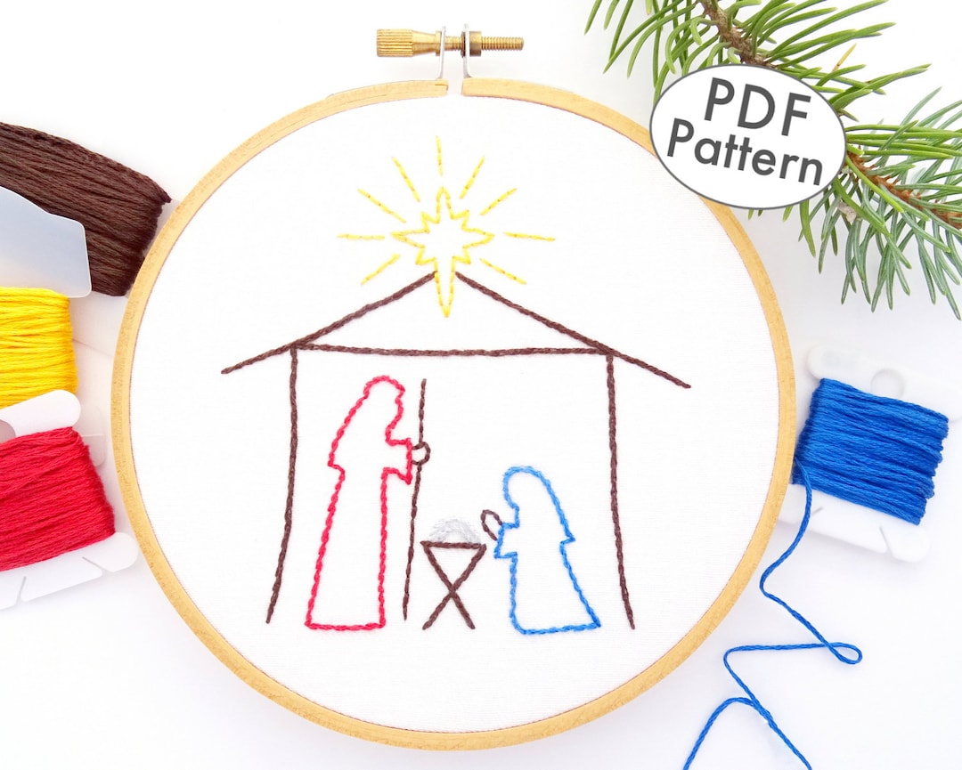 Christmas Nativity Hand Embroidery PDF Pattern: DIY Simple Creche ...