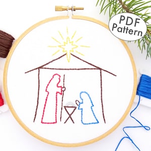 Christmas Nativity Hand Embroidery PDF Pattern: DIY Simple Creche ...