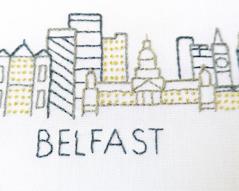 Belfast Skyline Hand Embroidery Pattern, Northern Ireland Design ...