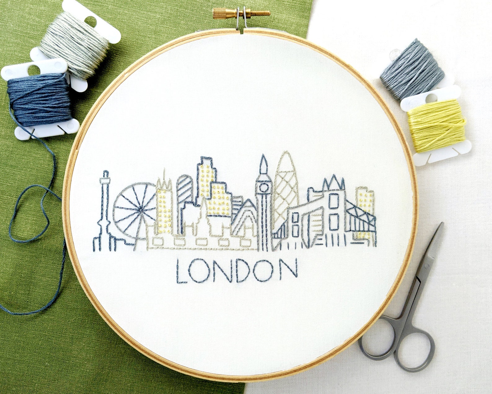 London Skyline Hand Embroidery Pattern England City Skyline - Etsy