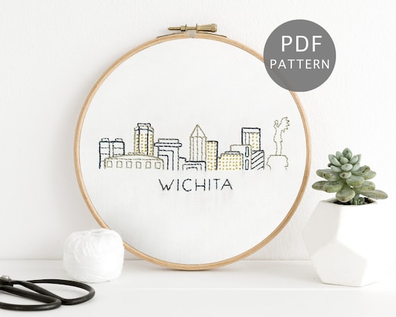Wichita Kansas Skyline Hand Embroidery Pattern Simple City - Etsy