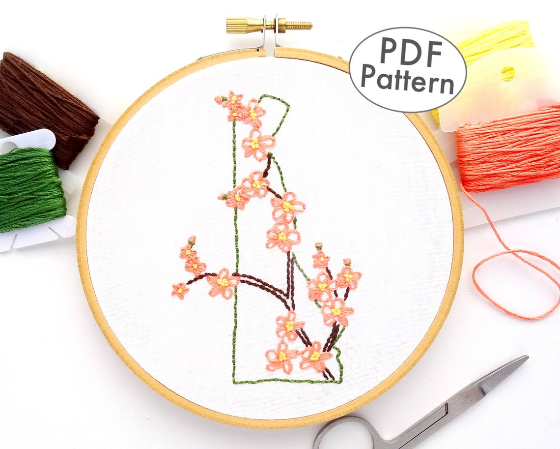 Peach Blossom Hand Embroidery Pattern PDF Download Delaware - Etsy