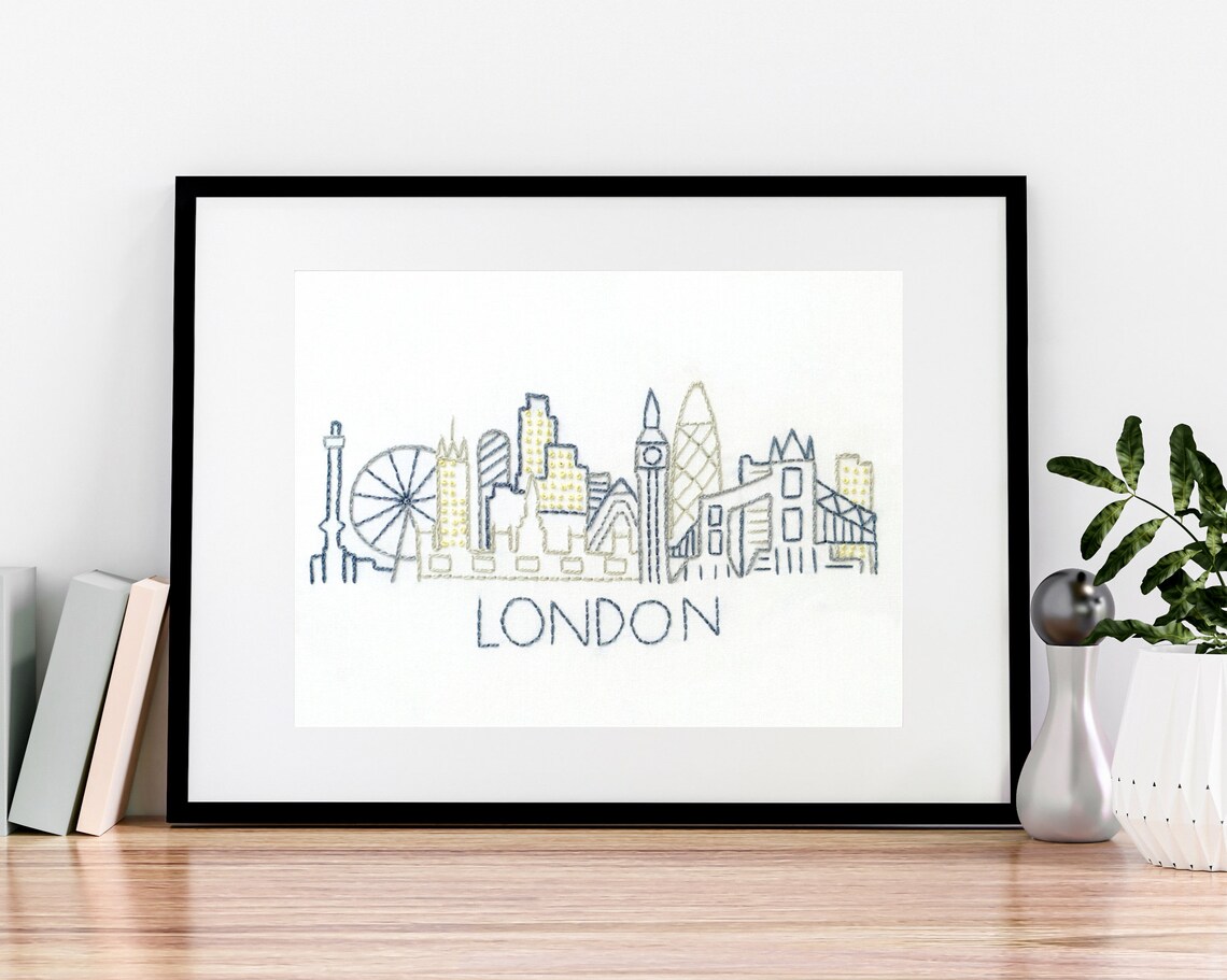 London Skyline Hand Embroidery Pattern England City Skyline - Etsy