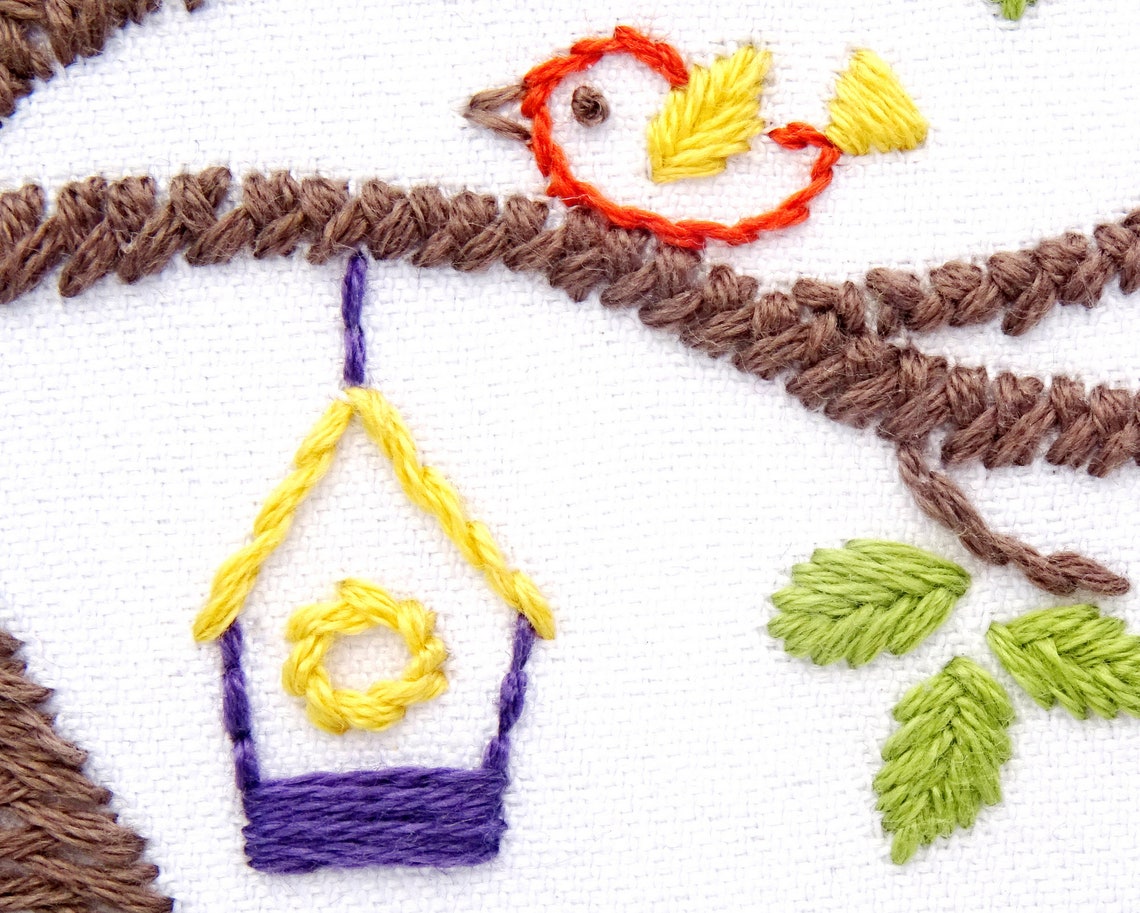 Birdhouse Tree Hand Embroidery Pattern PDF Digital Download | Etsy
