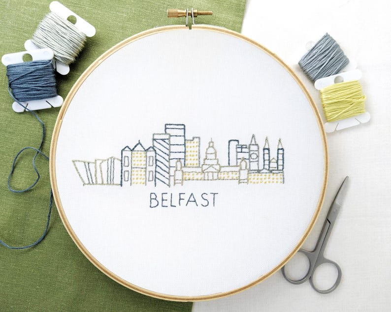 Belfast Skyline Hand Embroidery Pattern, Northern Ireland Design ...