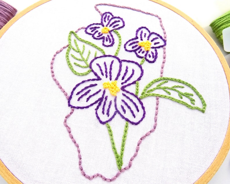 Illinois Violet Hand Embroidery Pattern PDF EmbroideryFloral | Etsy
