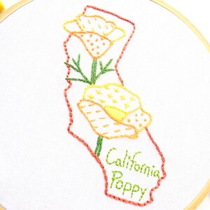 California Poppy Hand Embroidery Pattern, Modern Wildflower Design PDF ...