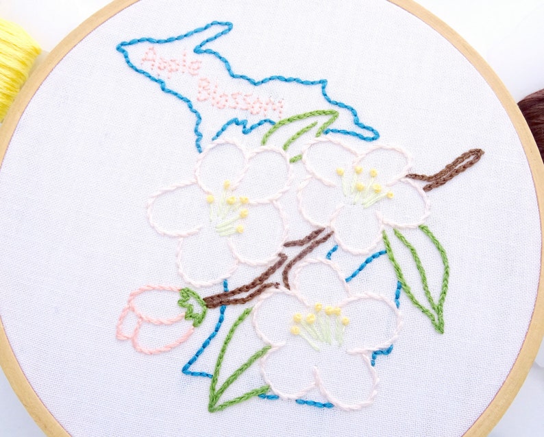 Michigan Apple Blossom Hand Embroidery Pattern: State Flower | Etsy