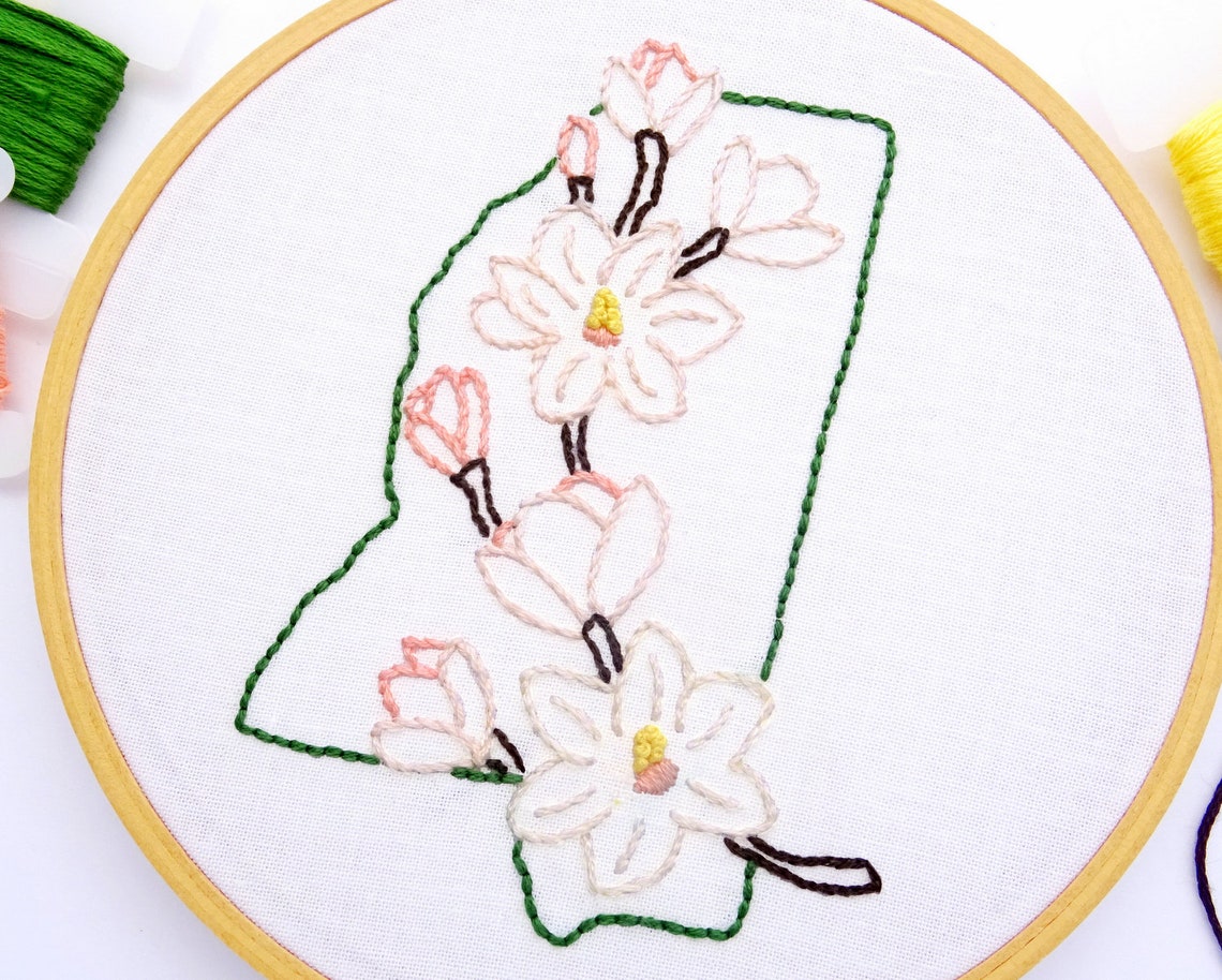 Magnolia Flower Hand Embroidery Pattern PDF Download | Etsy