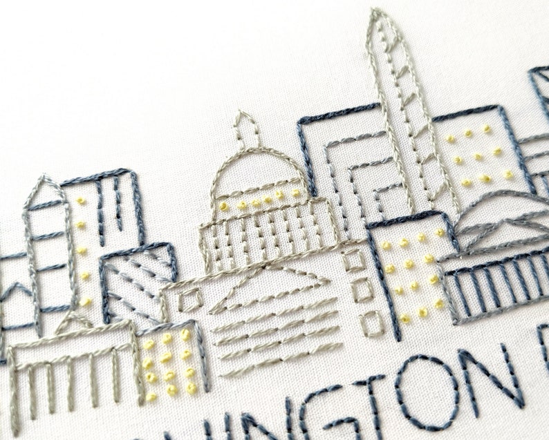 Washington D.C Hand Embroidery Pattern City Skyline PDF | Etsy