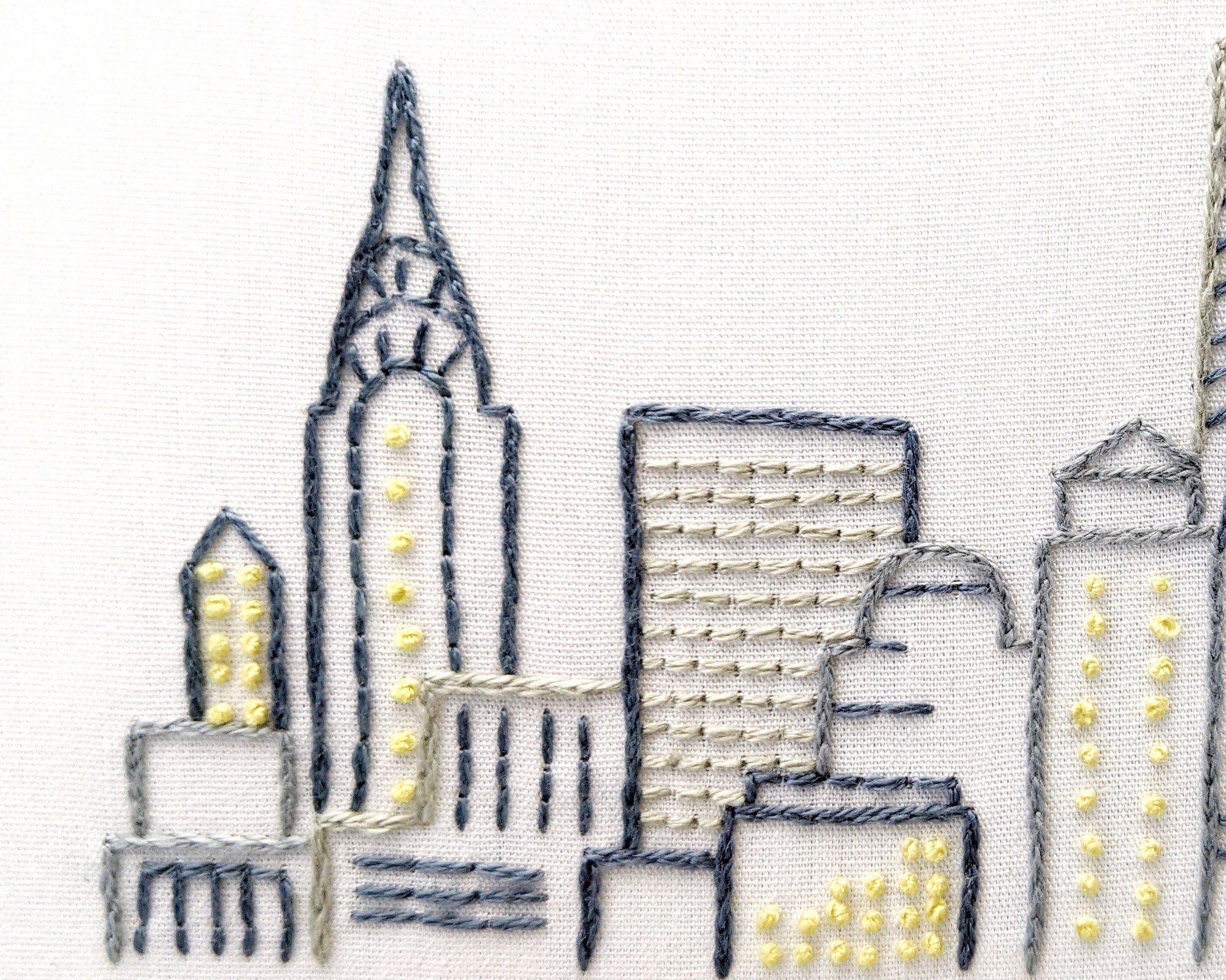 New York City Skyline Hand Embroidery Pattern Urban Design | Etsy