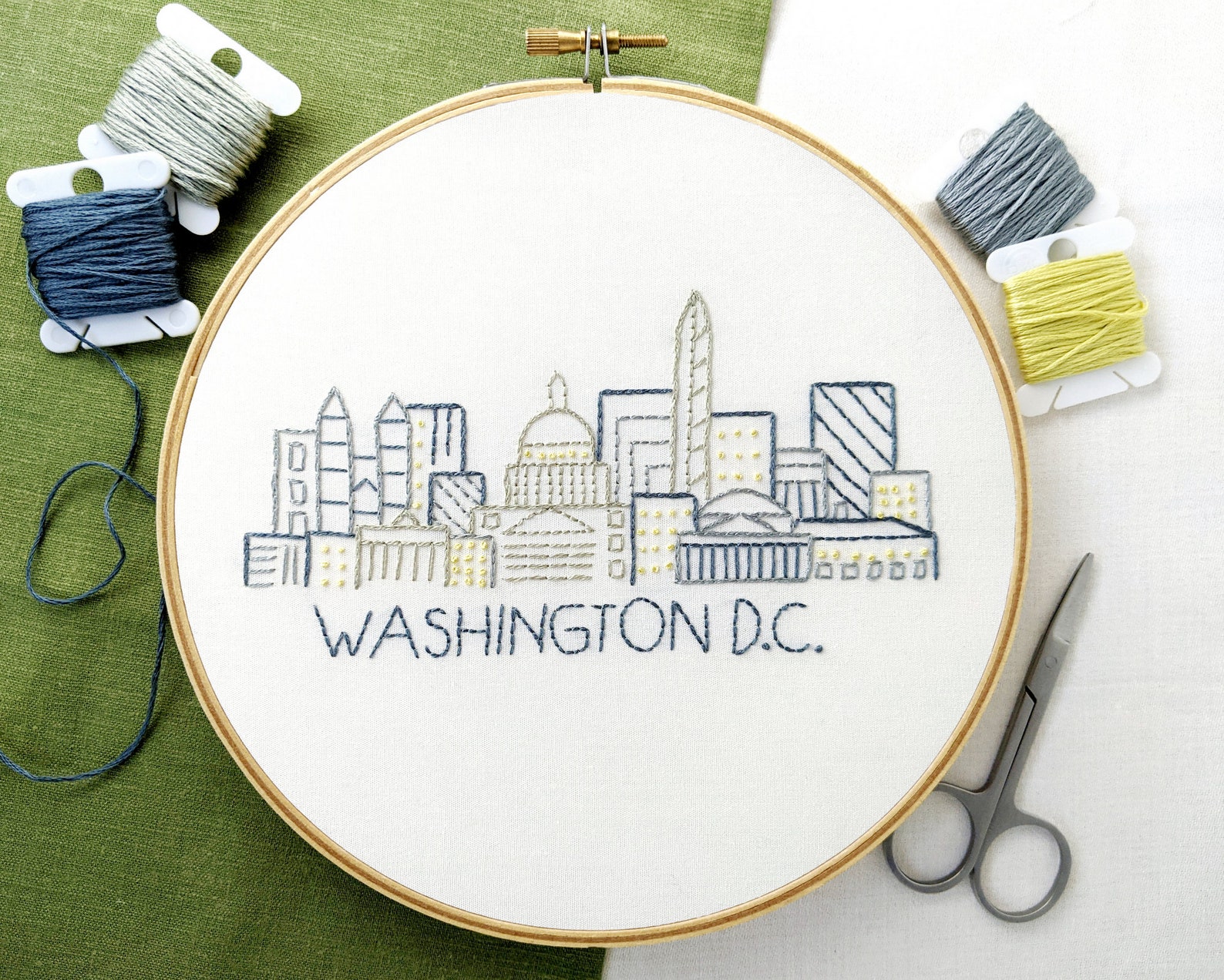 Washington D.C Hand Embroidery Pattern City Skyline PDF | Etsy