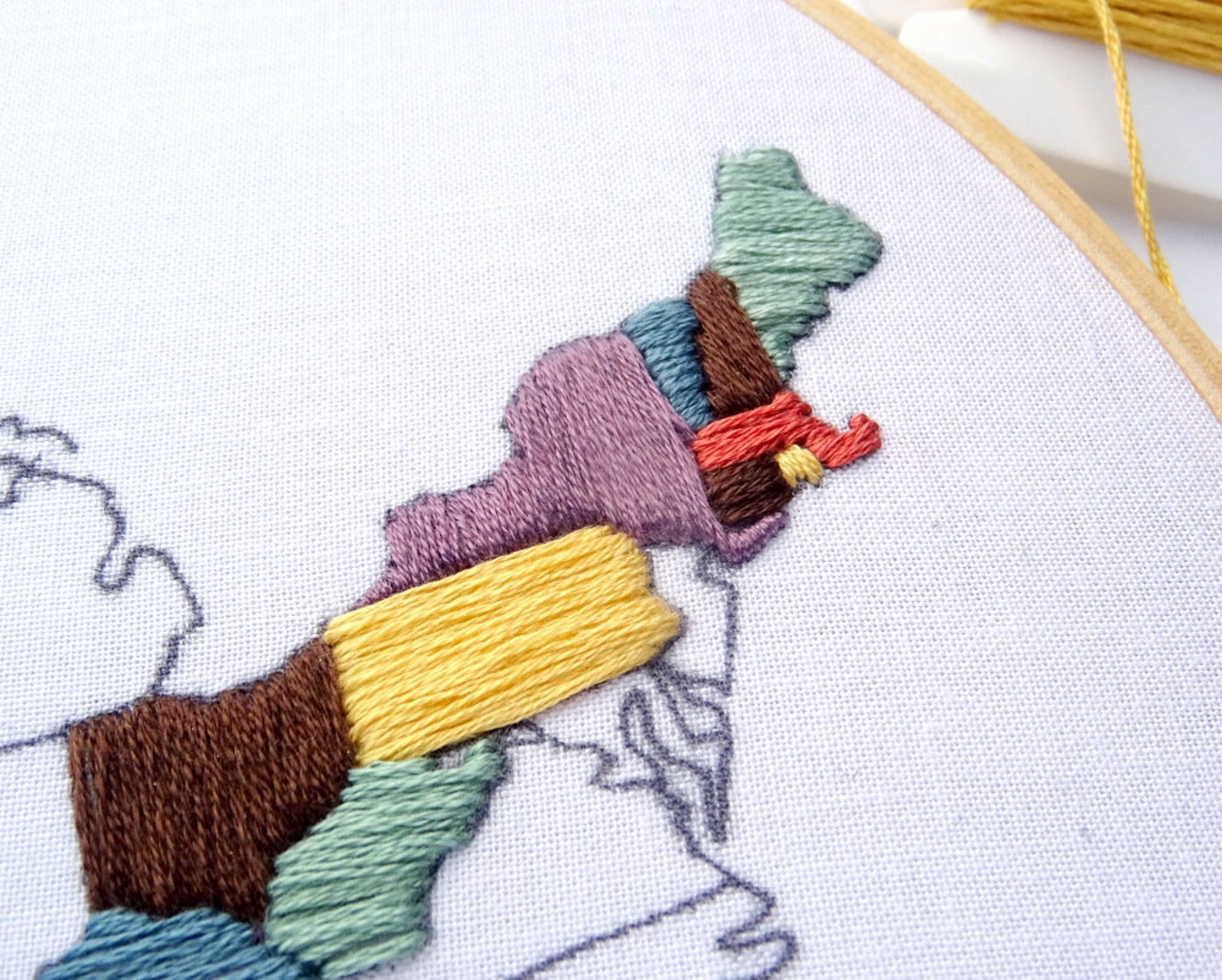 Travel Map Collection Hand Embroidery Pattern United States - Etsy