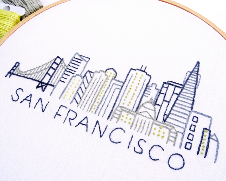 San Francisco Hand Embroidery Pattern City Skyline | Etsy