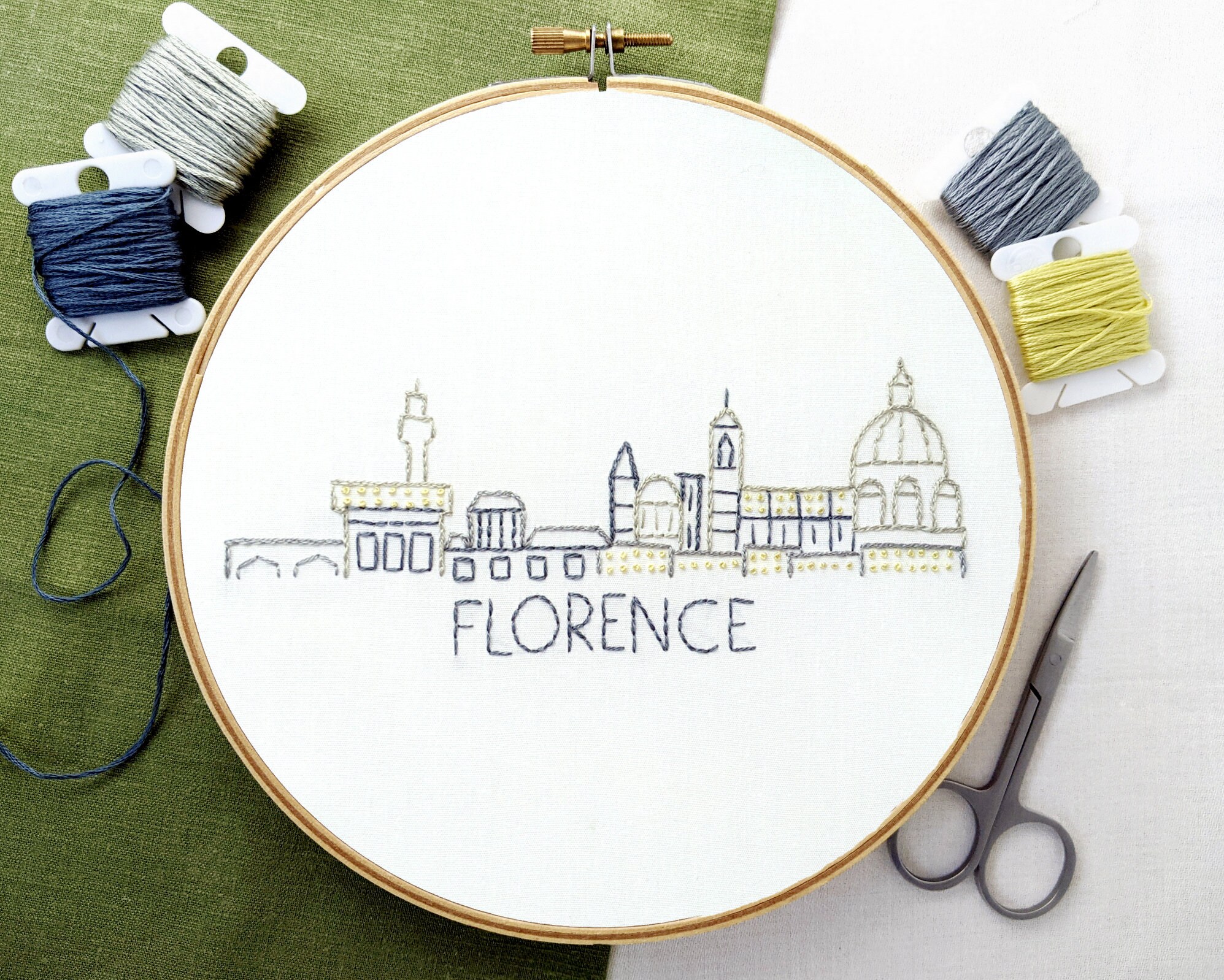 Florence Hand Embroidery Pattern PDF, Italy City Skyline Design, DIY ...