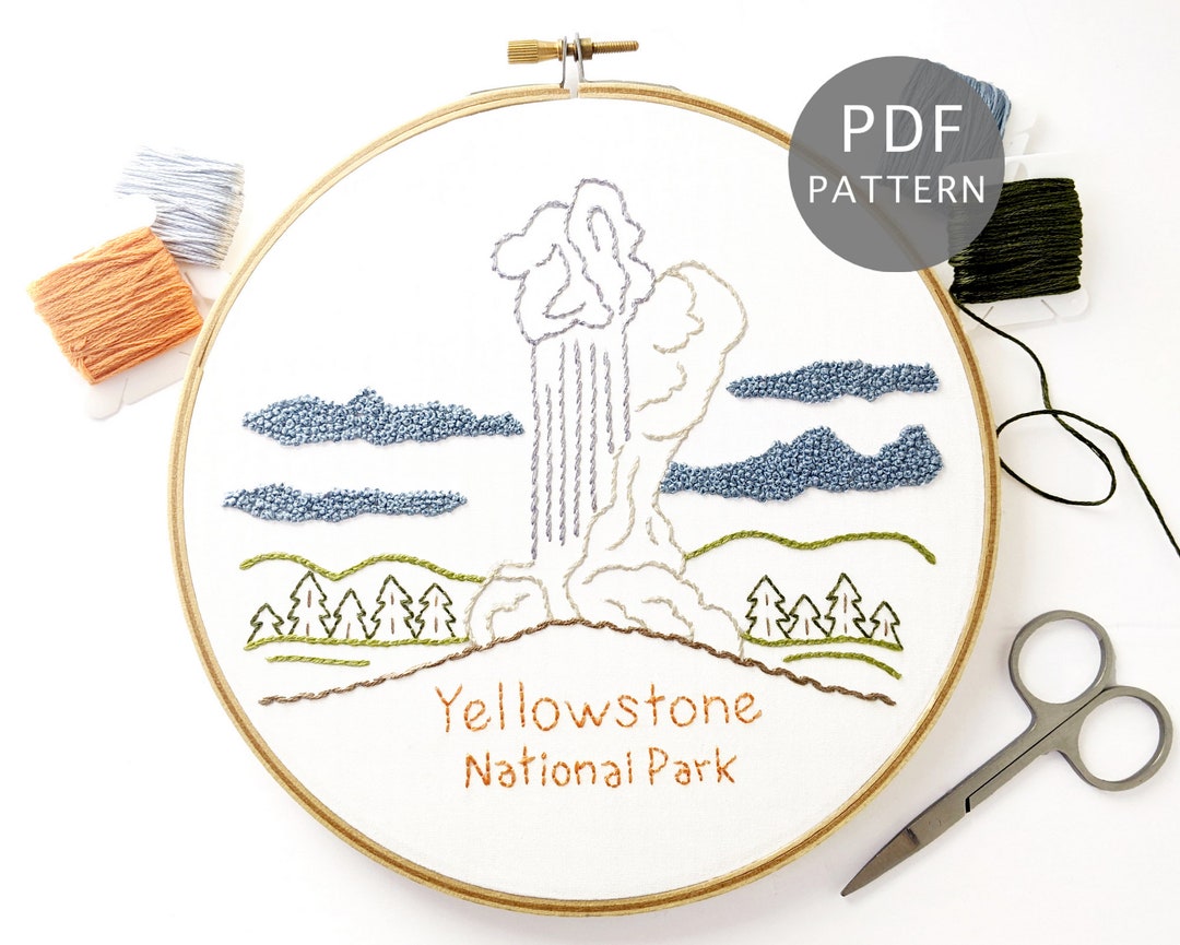 Yellowstone National Park Hand Embroidery Pattern, Old Faithful PDF ...