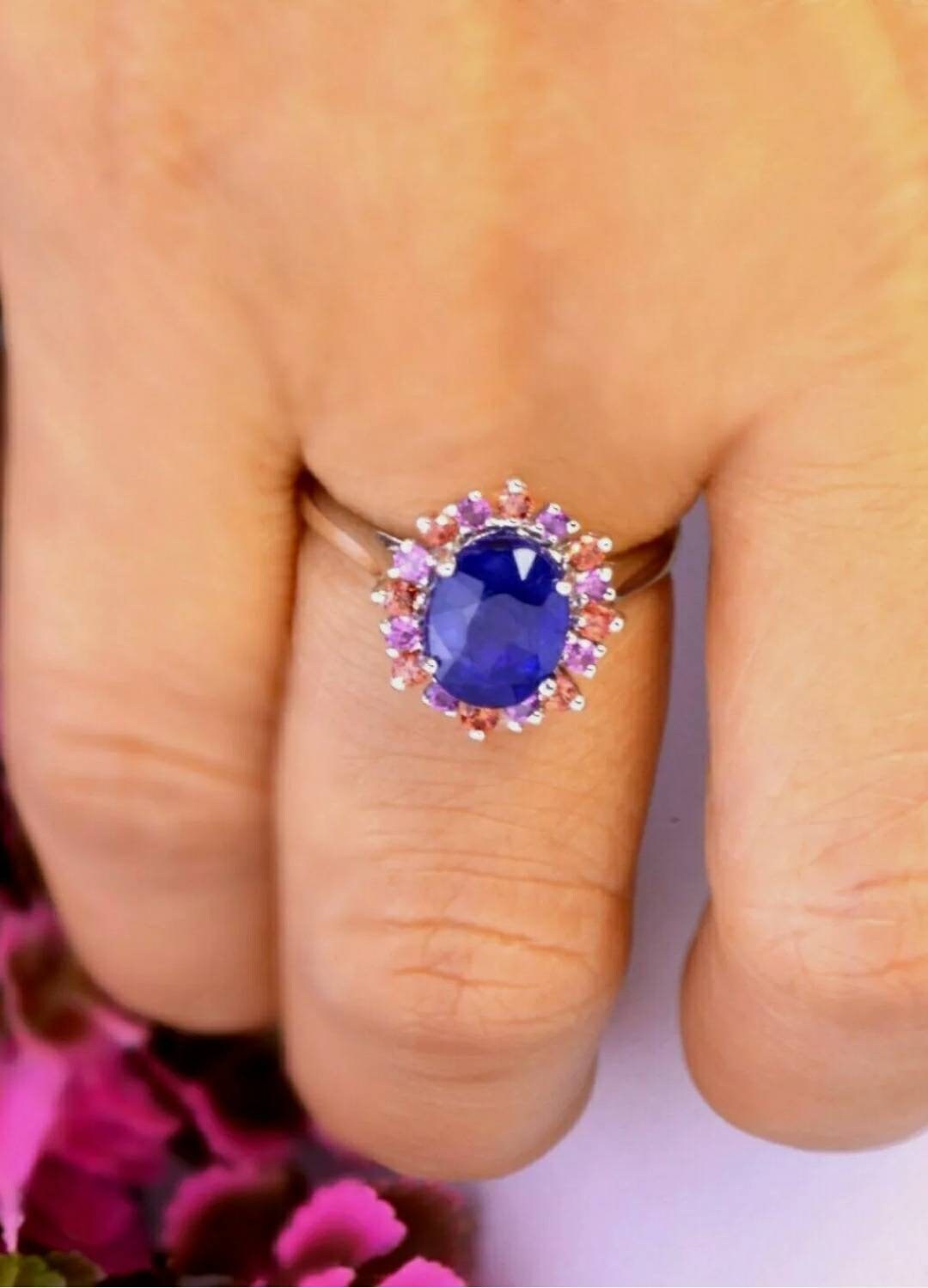 2.15ct Natural Blue Sapphire Ring Silver, September Birthstone,nice ...