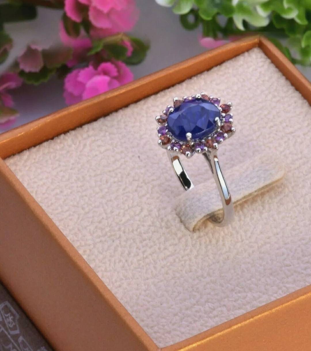 2.15Ct Natural Blue Sapphire Ring Silver September | Etsy
