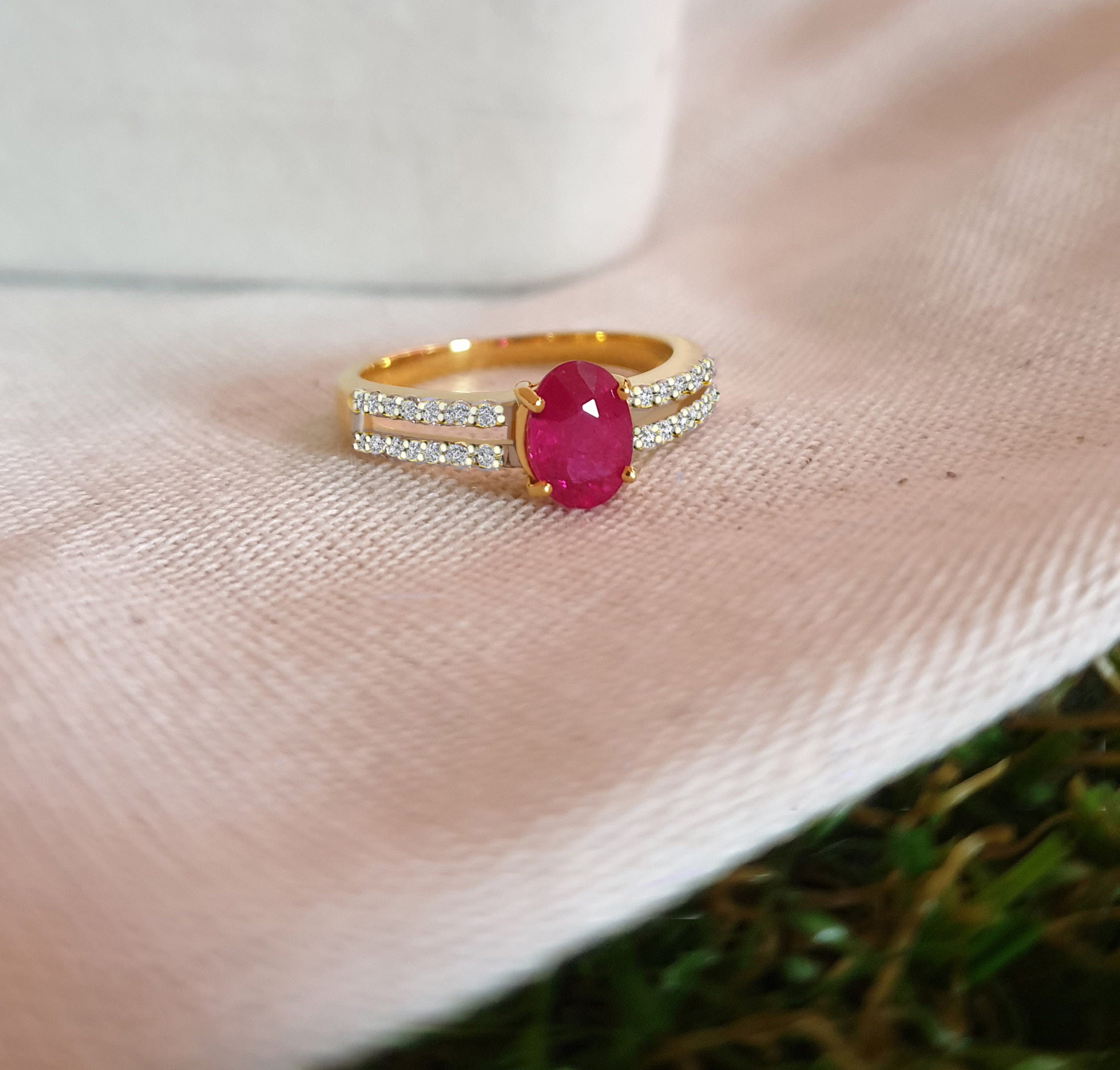 Natural Red Ruby Gemstone Ring for Woman9k Gold Jewelry Thai - Etsy