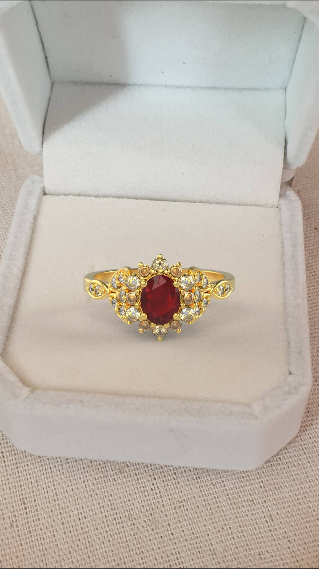 Check Out Siam or Thai Ruby Gemstones Ring With White Zircon, 925 ...