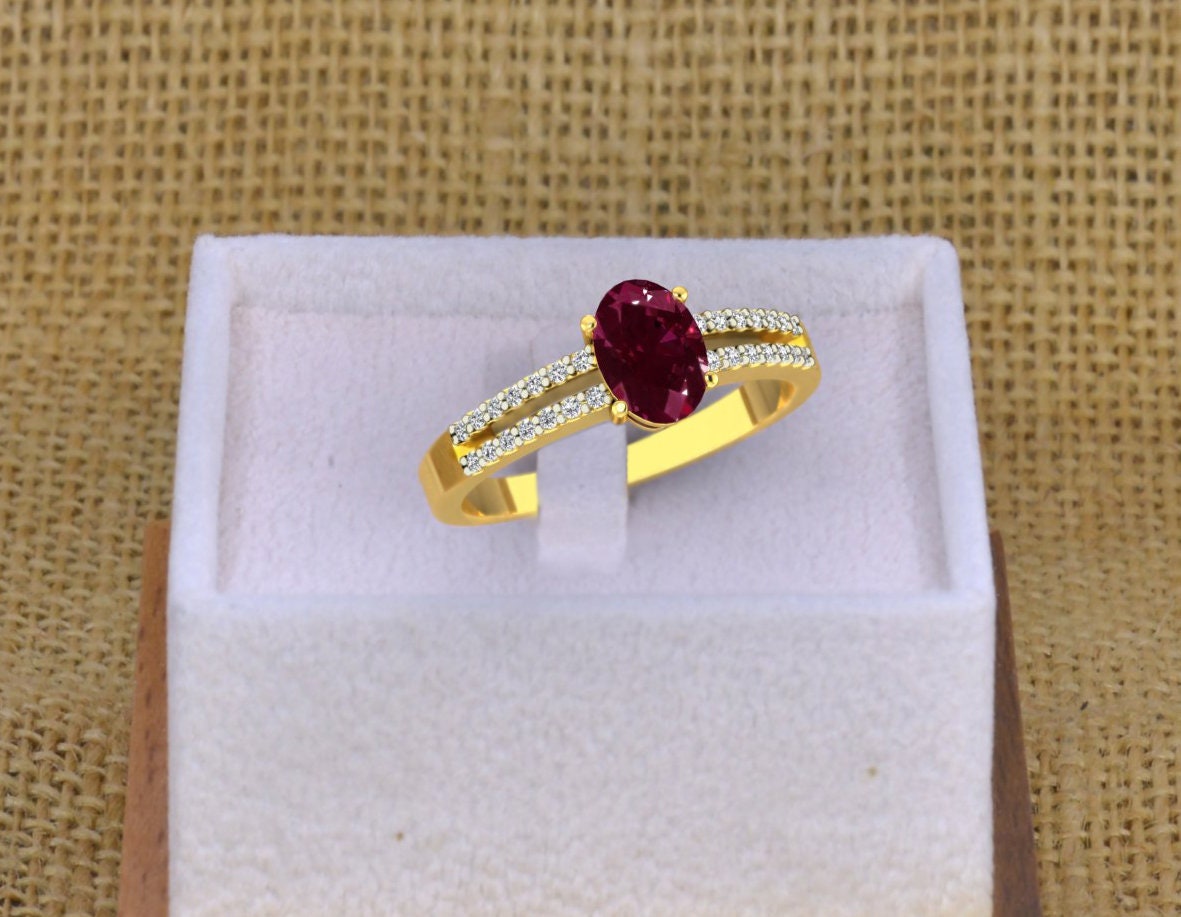 Natural Red Ruby Gemstone Ring for Woman9k Gold Jewelry | Etsy