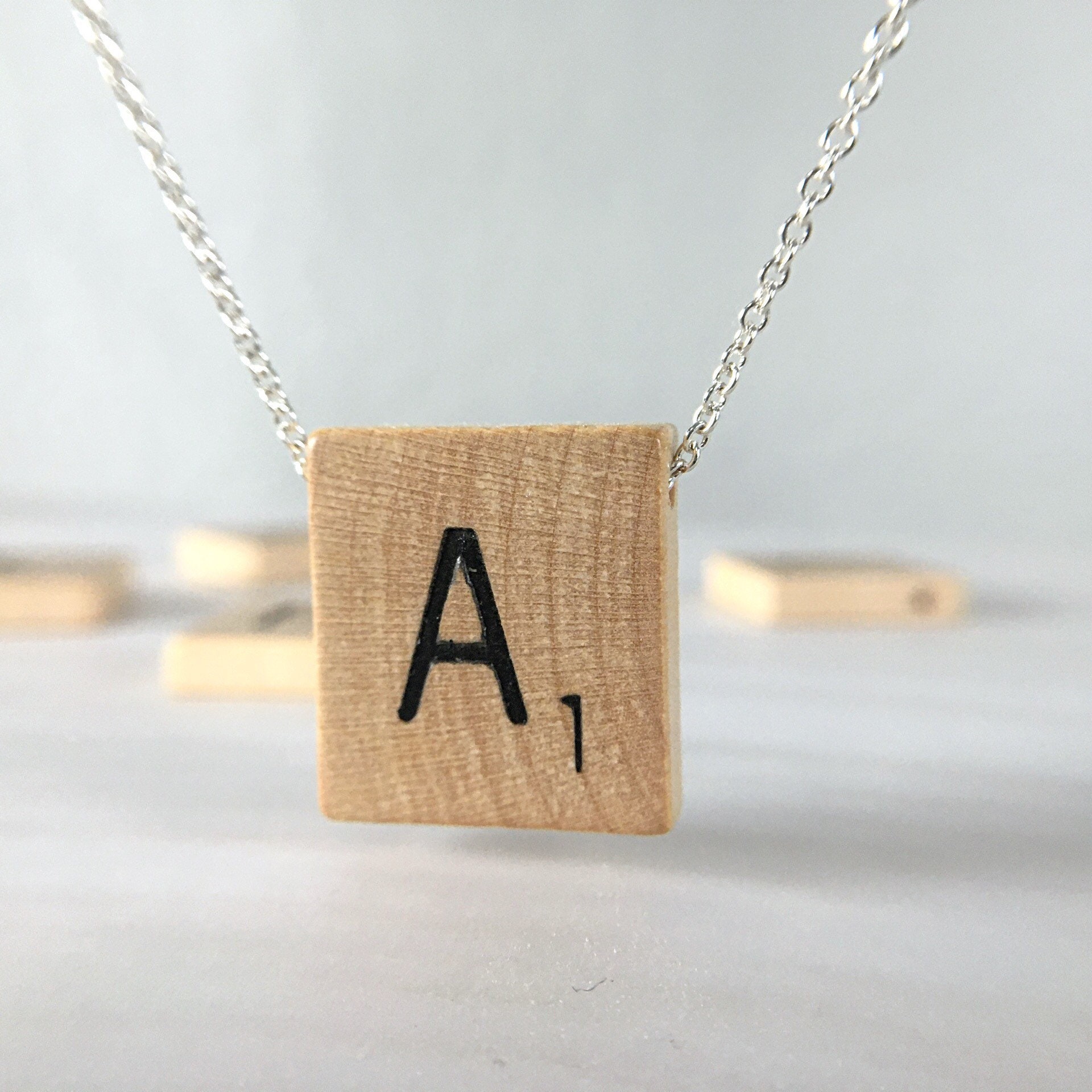 Scrabble Letter Scrabble Tile Necklace Sterling Silver Gold - Etsy