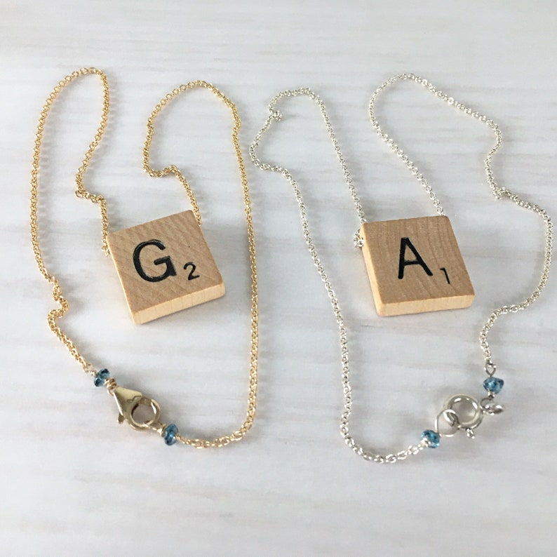 Scrabble Letter Scrabble Tile Necklace Sterling Silver Gold - Etsy