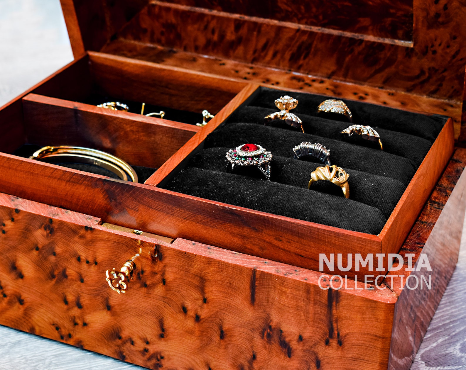 Large Wooden Jewelry Box,thuya Wood Box With Ring Display ,large ...