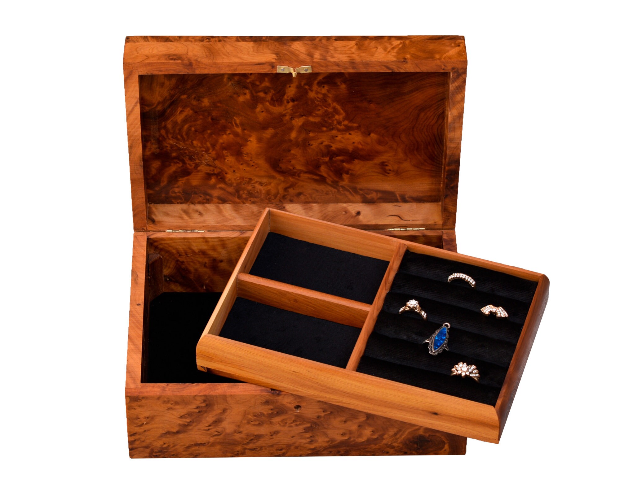 Handmade Thuya Wood Burl Jewelry Box Unique Lockable Wooden - Etsy