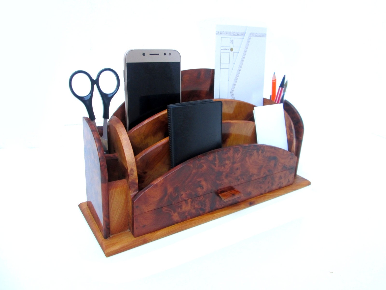 Wood Desktop organizer desk caddy organizer office organizer | Etsy