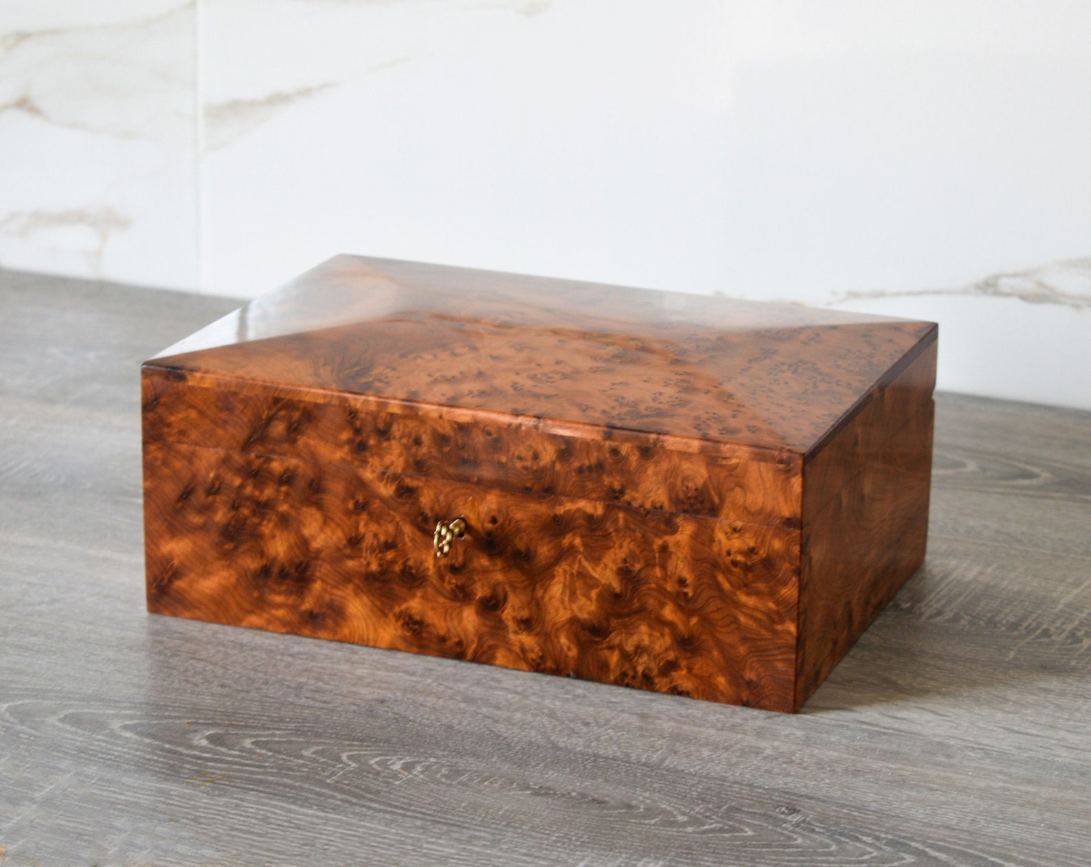 12" X 8" Large HANDMADE Solid Thuya Burl JEWELRY BOX , Handmade Jewelry ...