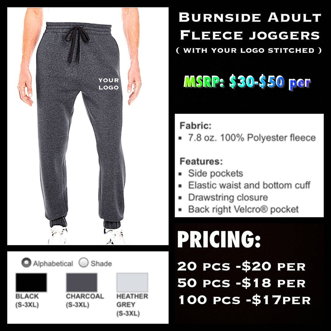 Burnside Fleece Joggers ( With Leg Logo Embroidered ) - Etsy