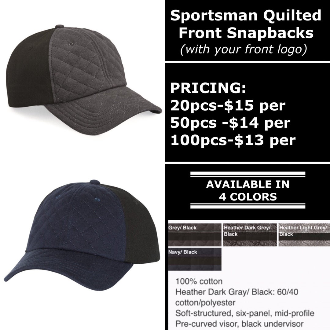 Sportsman Quilted Front Snapbacks With Front Logo Embroidered - Etsy