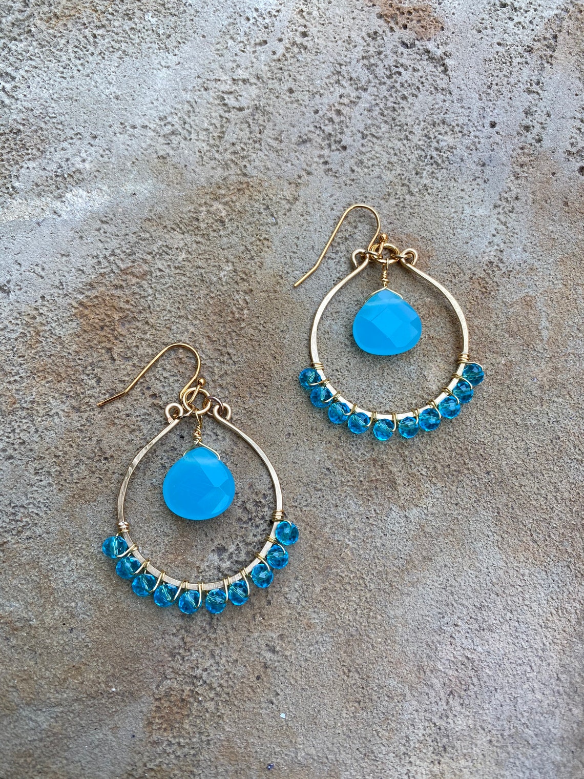 Aqua Tear Drop Earrings - Etsy