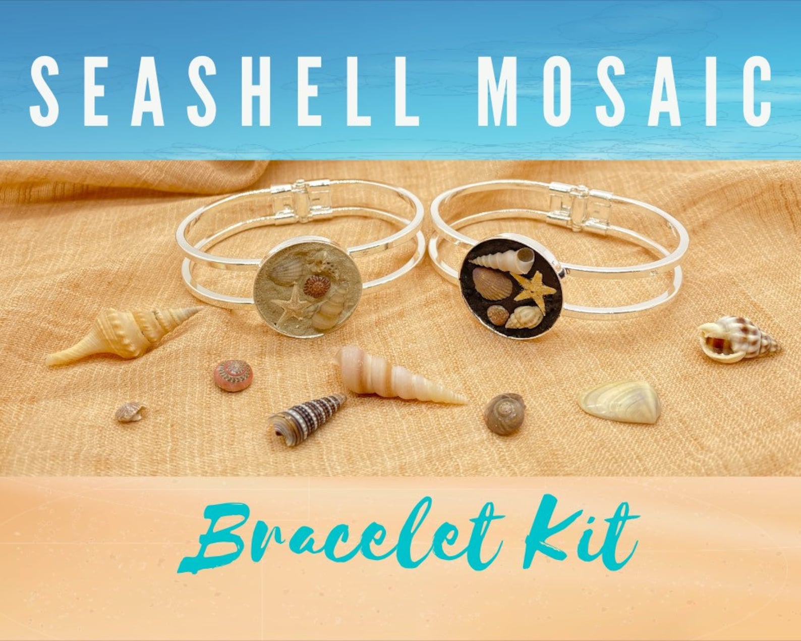 DIY Seashell Mosaic Bracelet Kit/ Make Your Own Summer Beach Jewelry ...