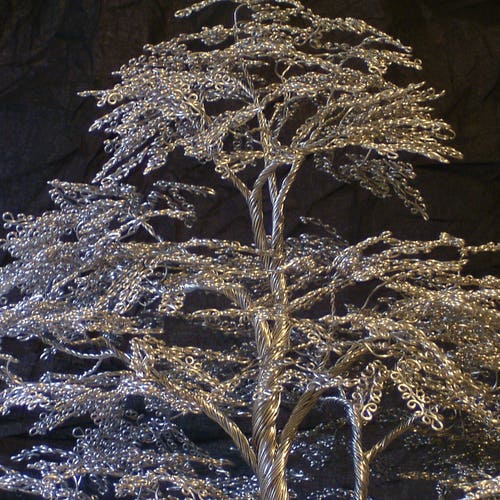 Blue Wire Tree Sculpture on Wooden Base Bonsai Wire Tree - Etsy