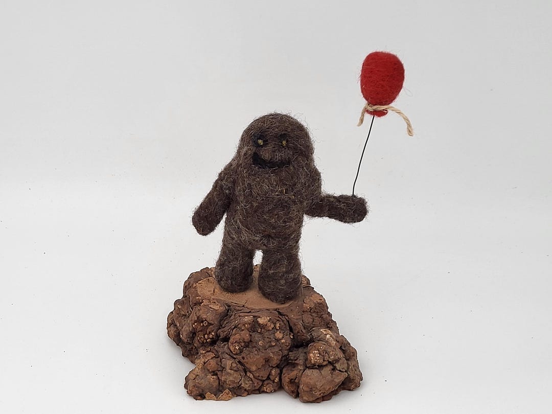 Mini Felted Golem Sculpture on Real Wood Slice Desk Sized - Etsy