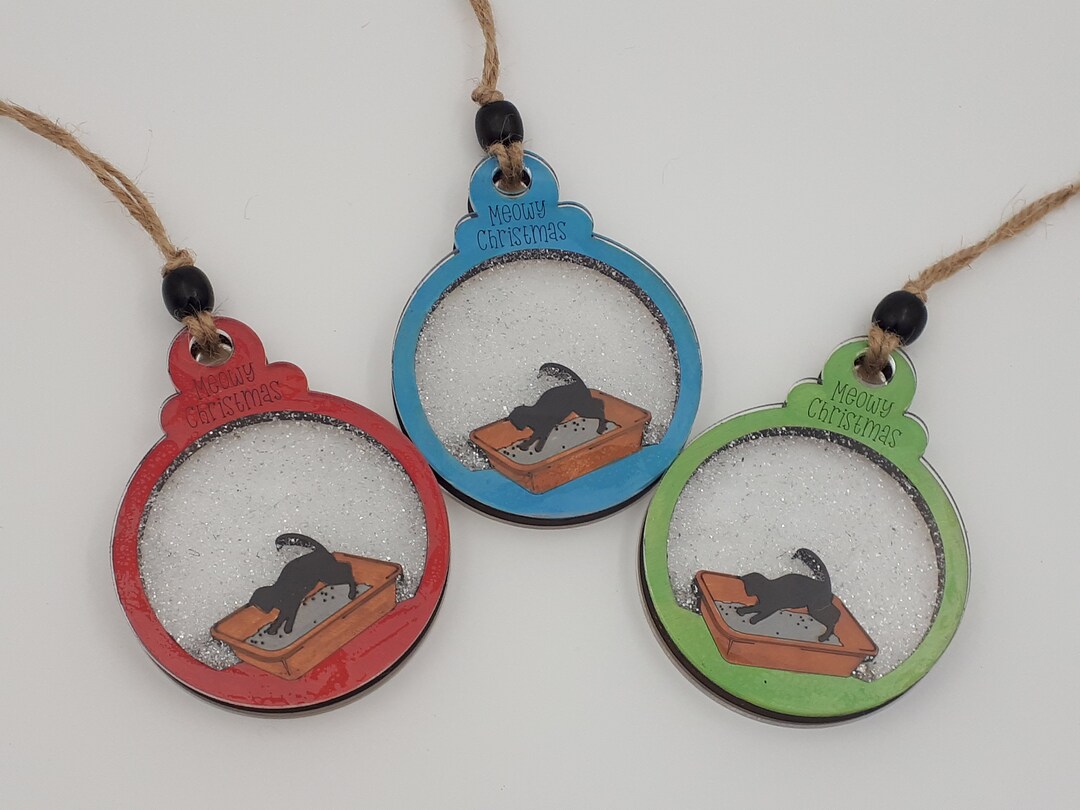 Meowy Christmas Kitty Litter Snow Globe Ornament - Etsy