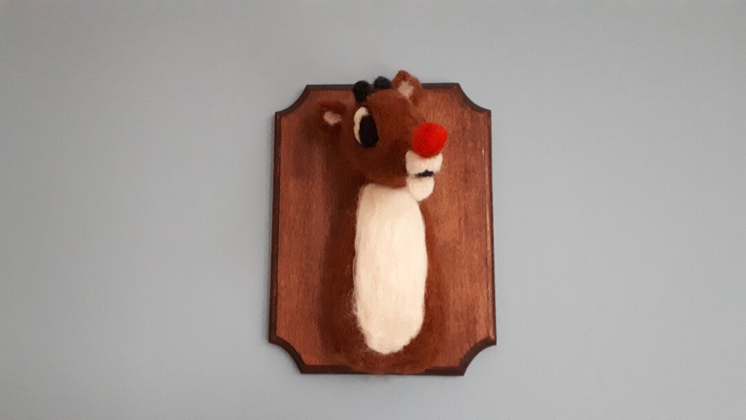 Needle Felted Rudolph the Red-nosed Reindeer Trophy - Etsy