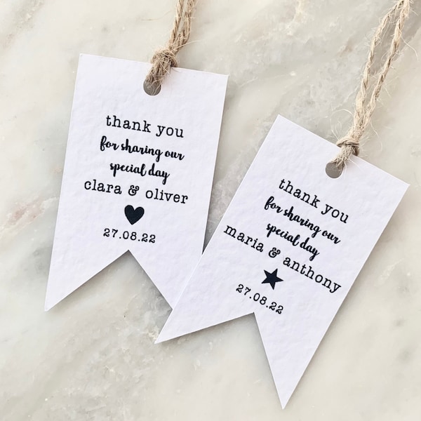 Wedding Favour Tag With Heart Cut Outs Mini Luggage Tags Thank You Tags ...