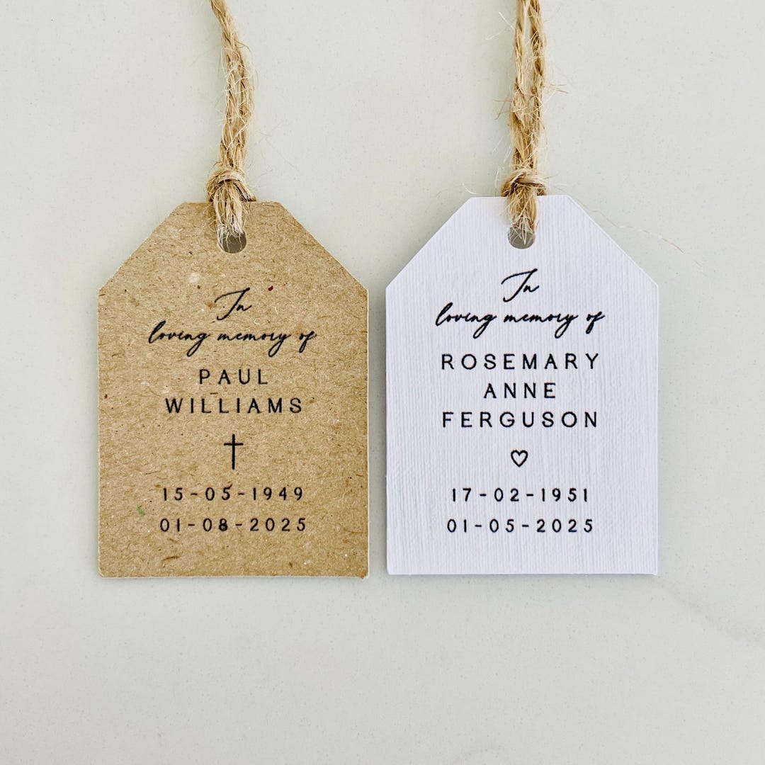 In Loving Memory Personalised Funeral Favour Tags — Memorial ...