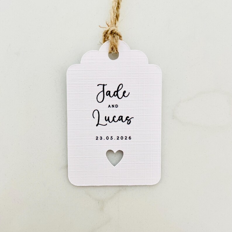 Personalised Wedding Favour Tags – Scallop Edge, Heart Cut Out - Etsy