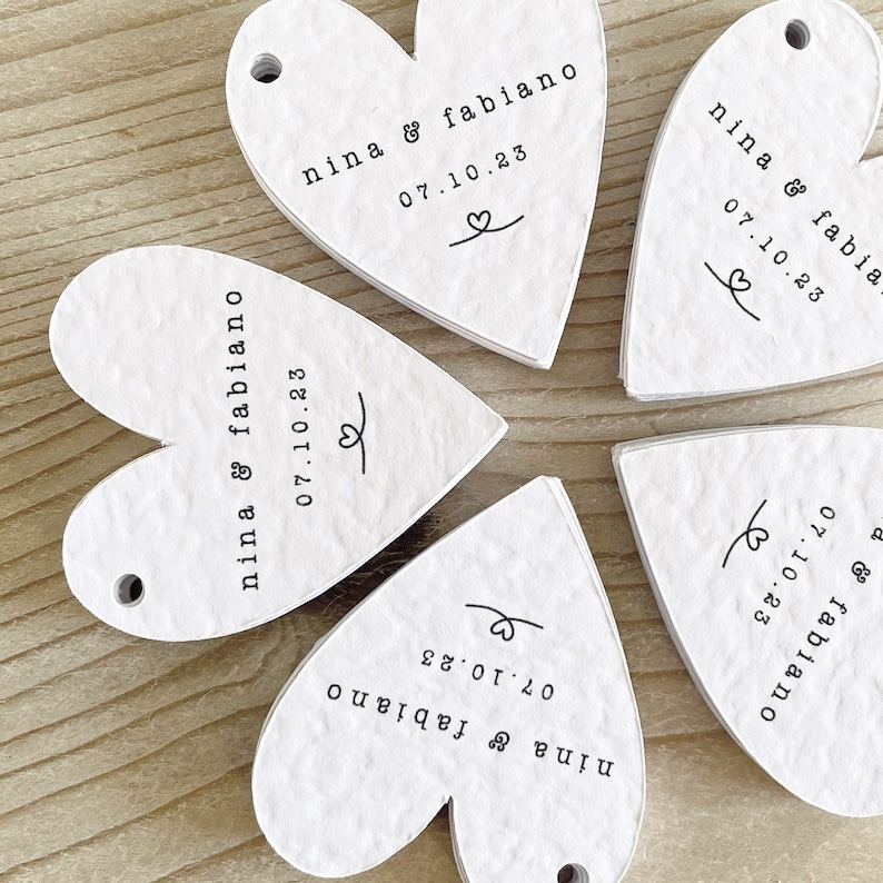 Personalised Heart Shape Wedding Favour Tags - Etsy UK
