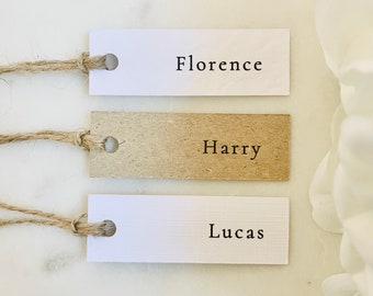 Modern Rectangular Calligraphy Wedding Favour Tag Couples Names Date ...